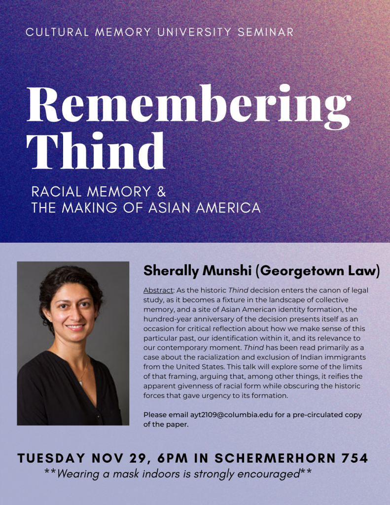 Remembering Thind: Racial Memory & The Marking of Asian America with ...